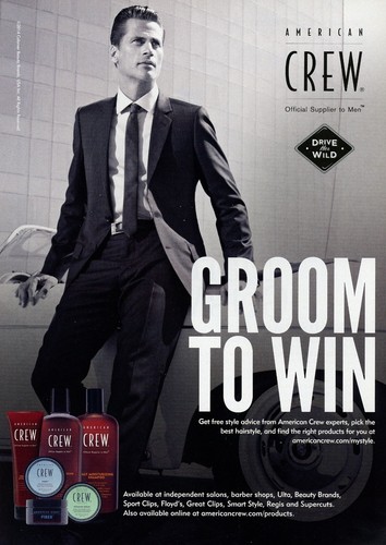 AMERICAN CREW magazine AD #06 OOP 2014 MARK VANDERLOOO ~ GROOM TO WIN ...