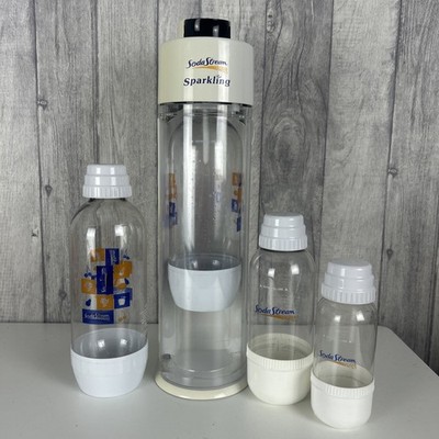 Vintage Soda Stream Sparkling Water Maker Sodastream White + 4 Bottles ...