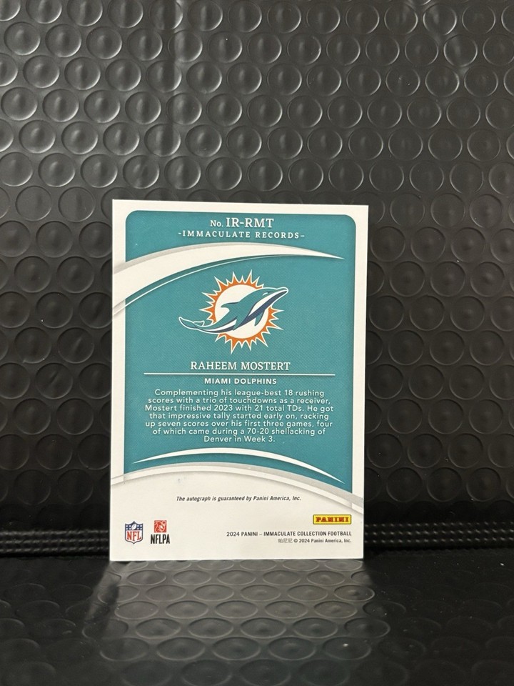 RAHEEM MOSTERT 2024 IMMACULATE RECORDS AUTOGRAPH DOLPHINS AUTO /49 ...