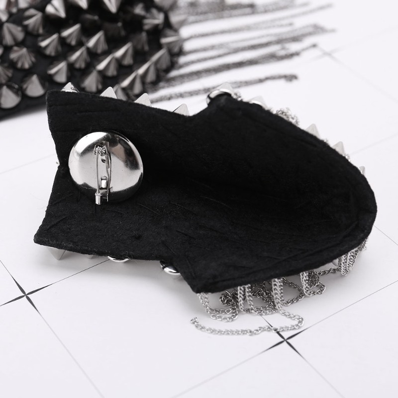 Punk Gothic Tassel Stud Rivet Pin Brooch Epaulette Shoulder Mark Board ...