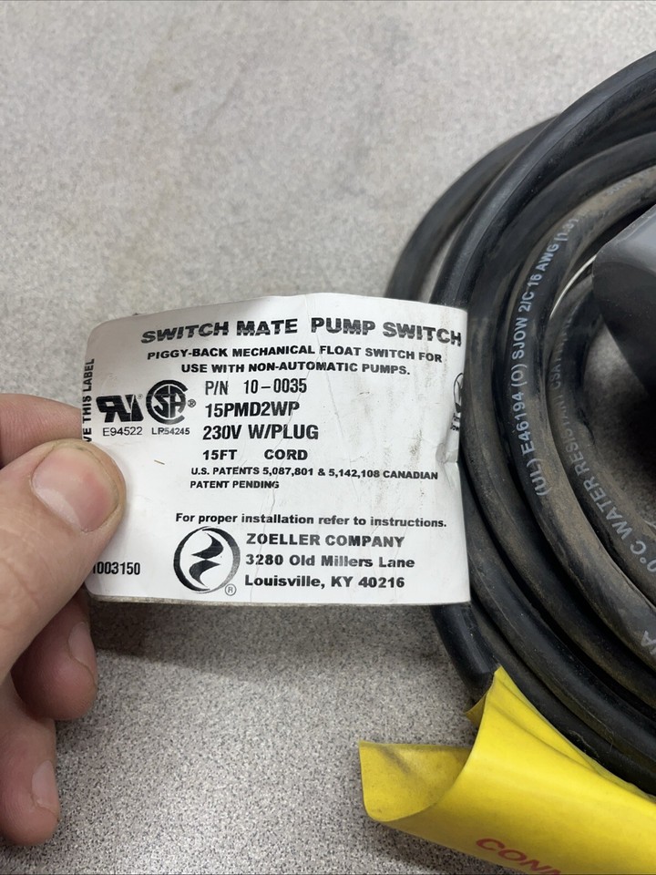 Zoeller 10-0035, Switch-Mate Single Piggyback Variable Level Float ...