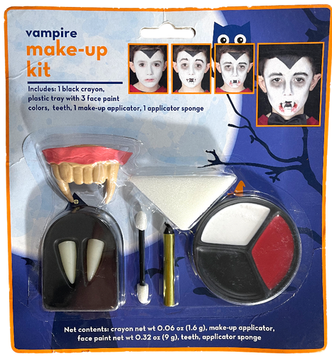 Halloween Vampire Make-up Kit with Fake Teeth, Make-up colors, Sponge ...