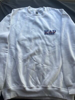 Kappa Delta Rho White Crewneck w/Embroidered Letters sz Small | eBay