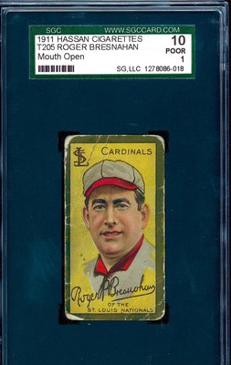 1911 T205 Hassan Cigarettes Roger Bresnahan SGC 1 **HOF** Mouth Open | eBay