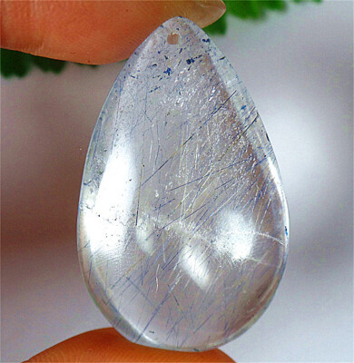 46x28x12mm Blue Rutilated Quartz Crystals Teardrop Reiki Pendant Bead ...
