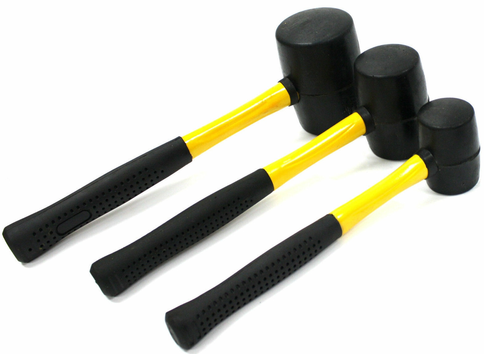 3pc RUBBER MALLET SET Big 32 oz Brand New Tool Fiberglass Handles soft ...