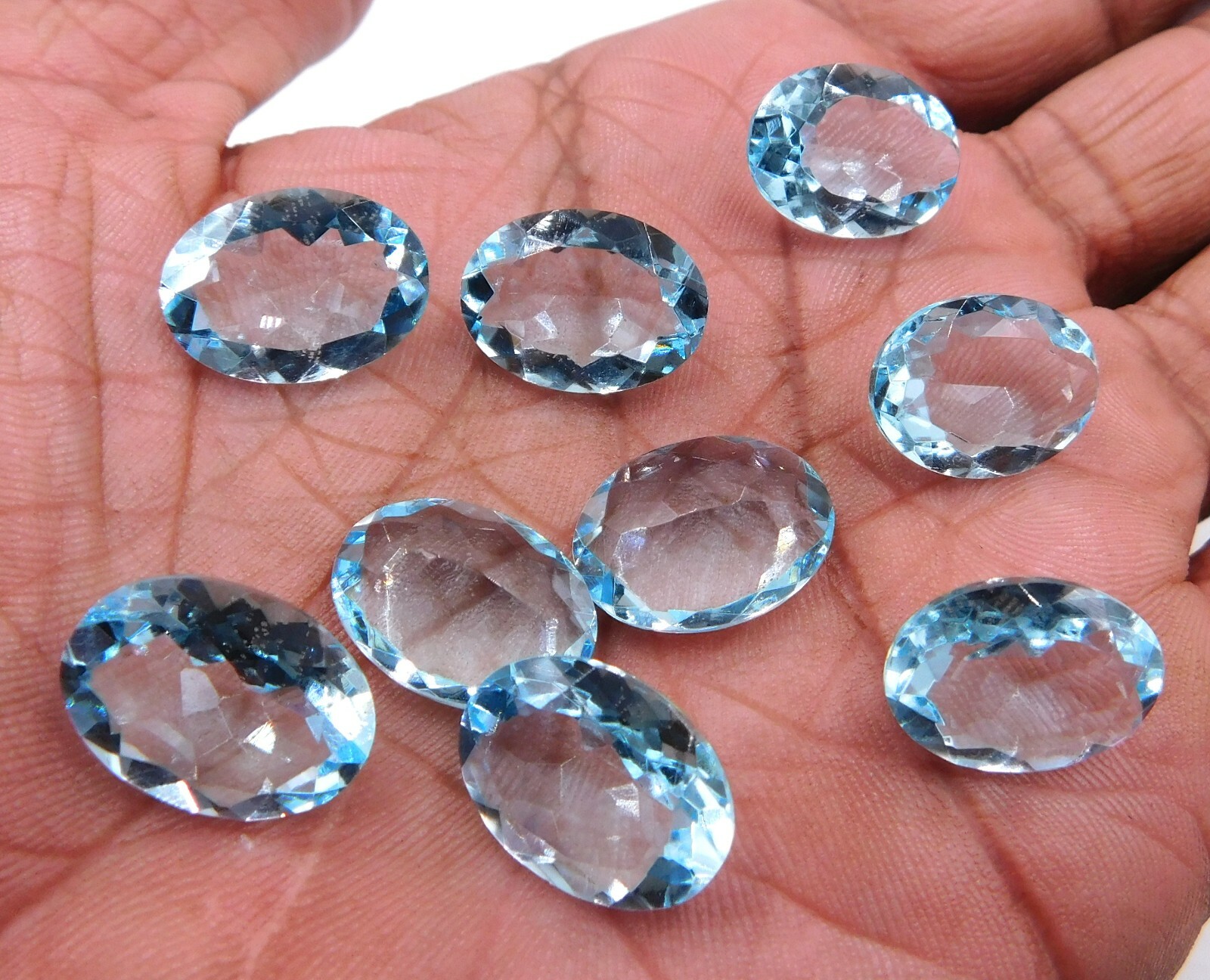 16X12 MM Lab Created Blue Topaz Oval Cut Lot Loose Gemstone For Jewelry ...
