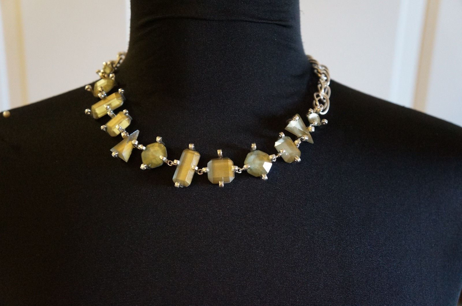 NEW Erickson Beamon Rocks Gilded Lily Silver Geometric Stone Necklace ...