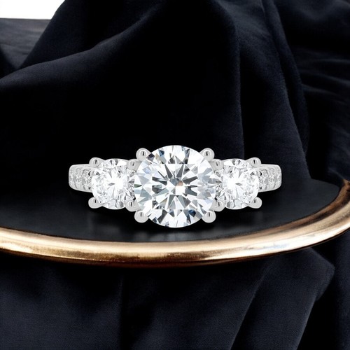 Bague diamant platine 950 2,25 ct ronde créée en laboratoire certifiée ...