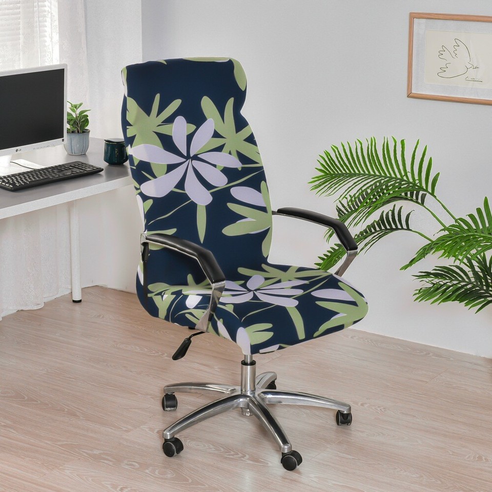 Printed Office Chair Cover Stretch Computer Rotate Seat Slipcover for ...