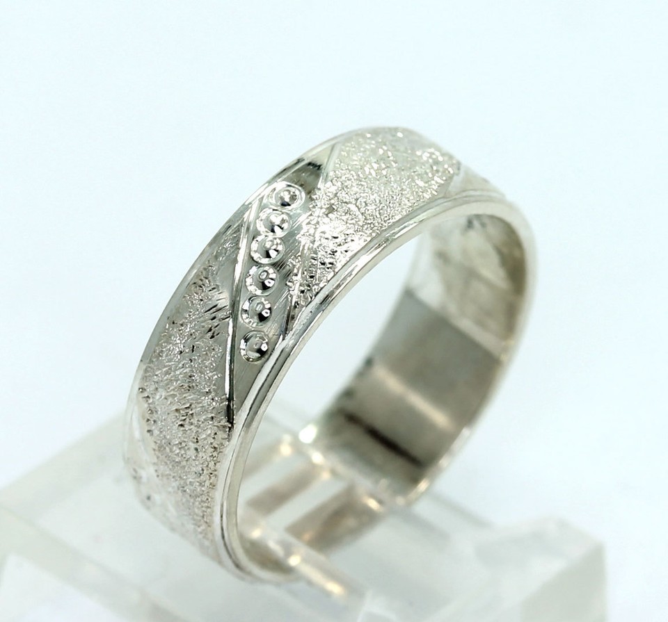 Sterling Silver Polished Satin Finish Diagonal Flash Beveled Edge Band ...