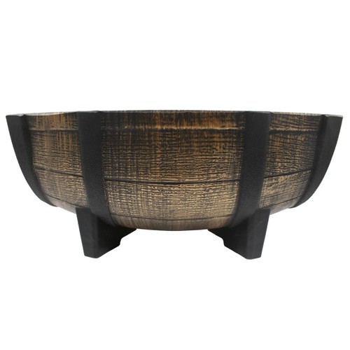 Whiskey Barrel Planter Bowl - Faux Wooden Finish Flower Planter Pot ...
