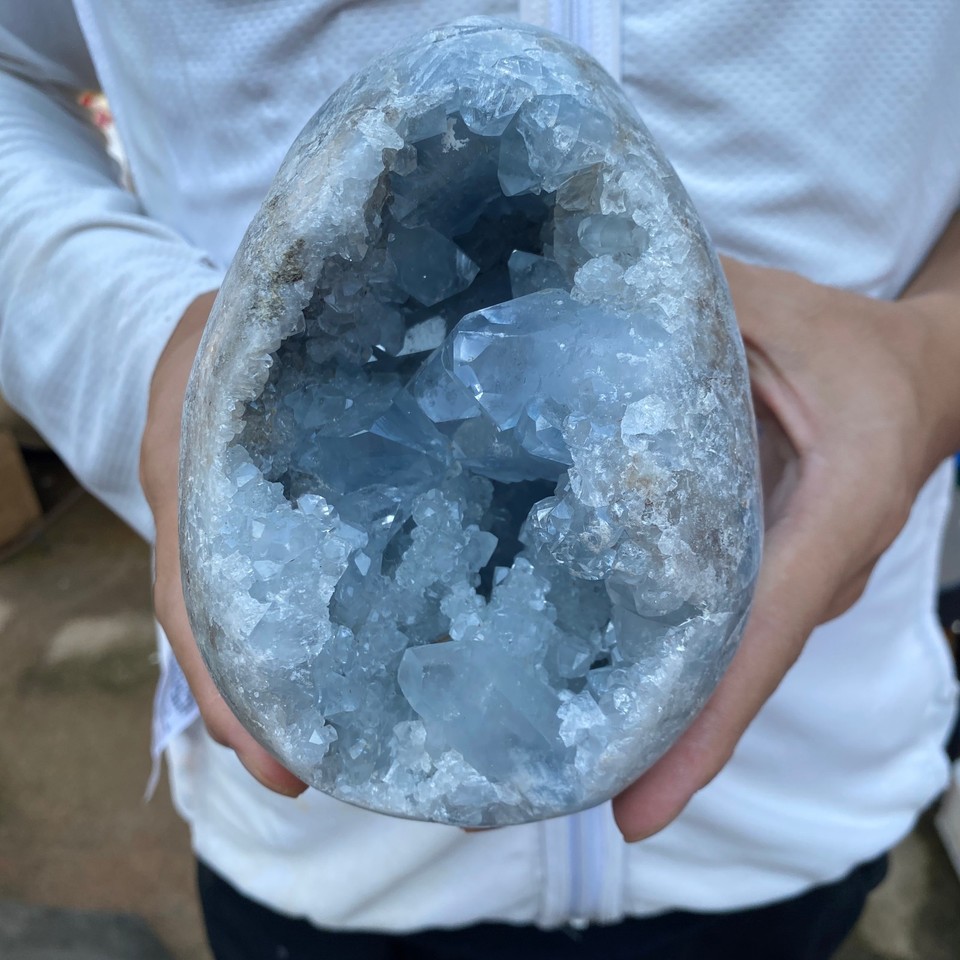 5.8lb Natural Blue Celestite Crystal Geode Rough Mineral Specimen ...