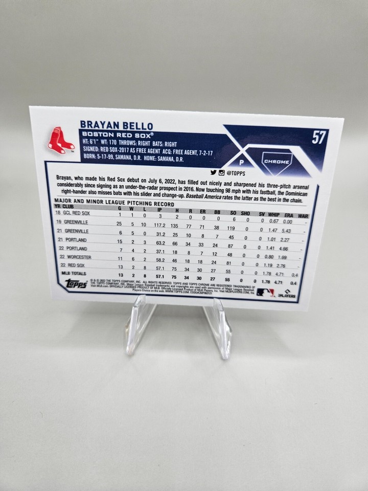2023 Topps Chrome Bryan Bello Boston Red Sox RC | eBay