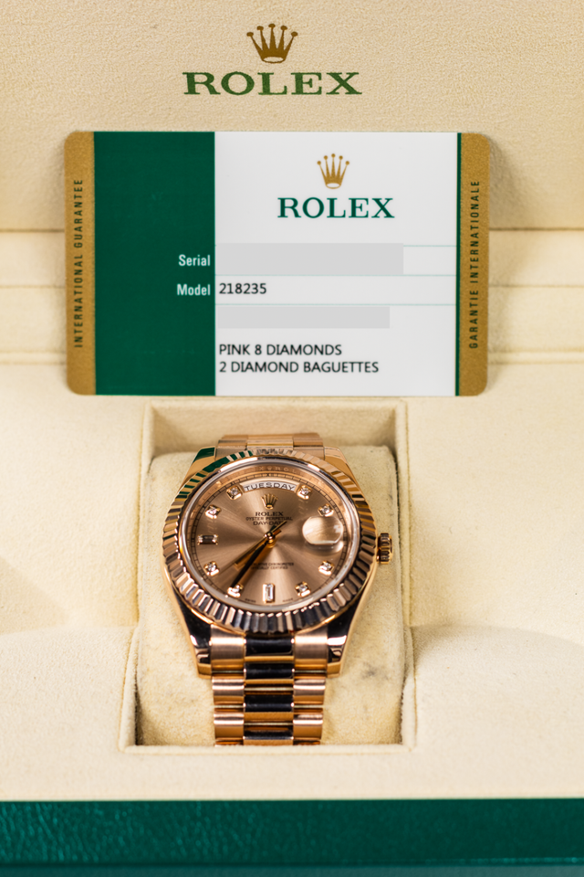 Rolex Day Date 41mm Champagne Dial Baguettes FACTORY 218235 Complete ...