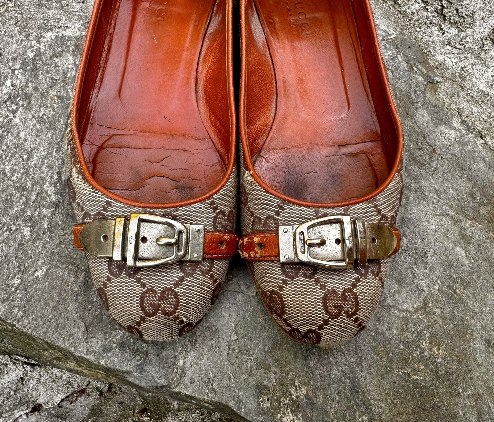 Vintage Authentic GUCCI Monogram Flats Shoes Size 36/… - Gem