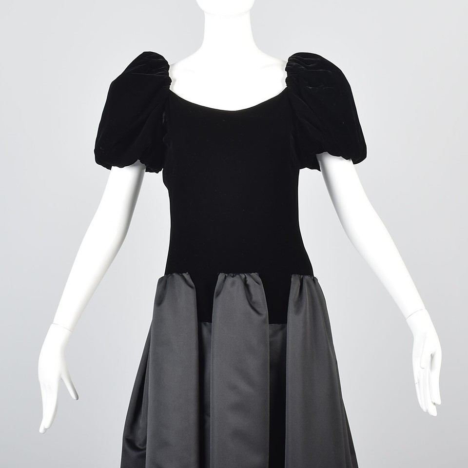 Scaasi Black Formal Modest Prom Dress Vintage 1980s Designer Evening ...