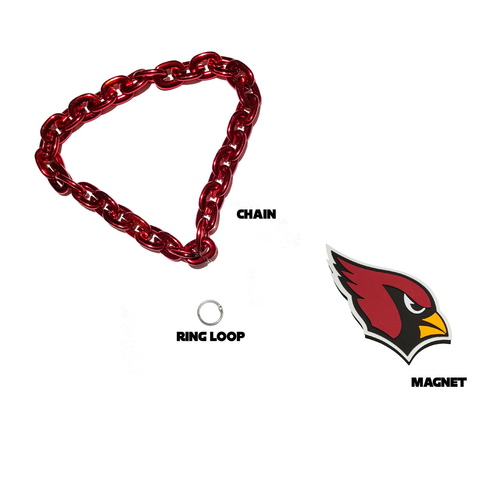 New NFL Arizona Cardinals RED Burgundy Fan Chain Necklace Foam | eBay