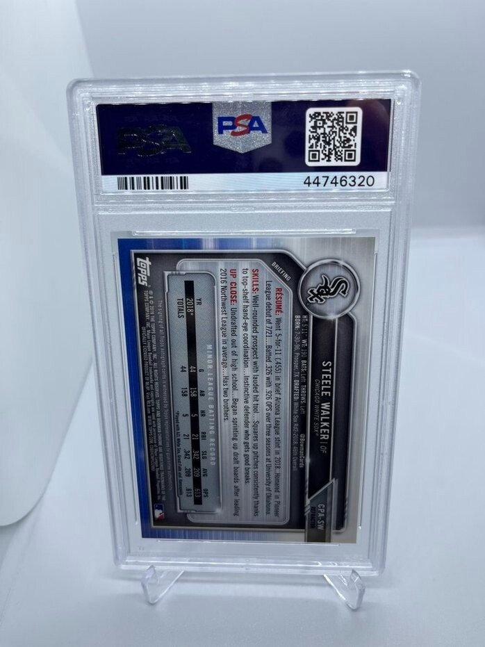 2019 Bowman Chrome 1st Steele Walker Refractor Auto /499 Rangers RC PSA ...