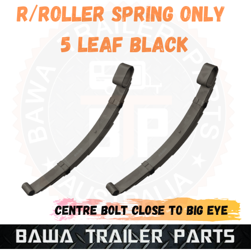 2x 5 Leaf Rocker Springs 60mm Black Trailer suspension Centre Bolt ...