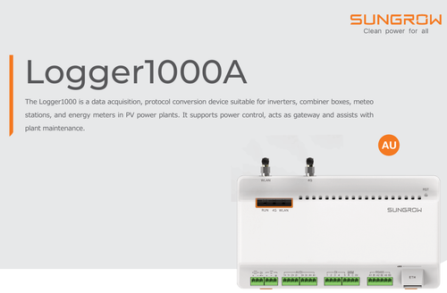 Sungrow Logger 1000A supports RS485, Ethernet, WLAN energy meter ...