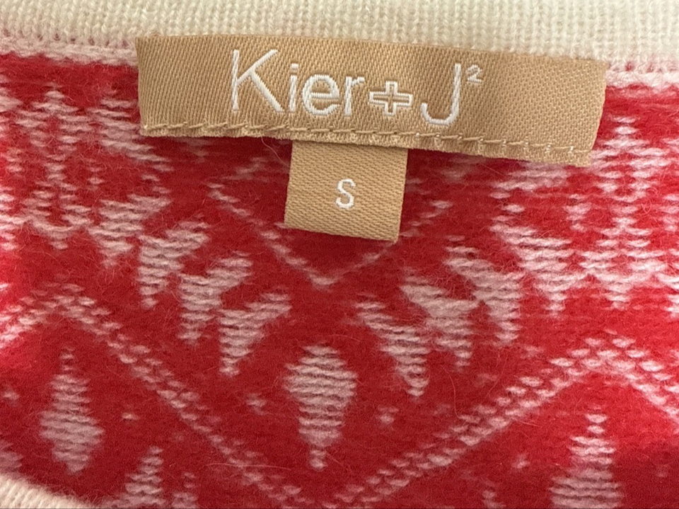 KIER + J J2 Women's 100% Cashmere Crew Neck Sweater Size S Hearts Fair ...