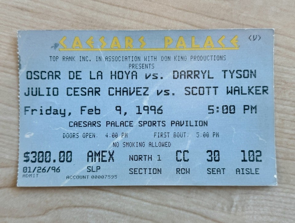 Vintage Boxing Ticket Oscar de la Hoya, Julio Cesar Chavez • Feb 1996 ...