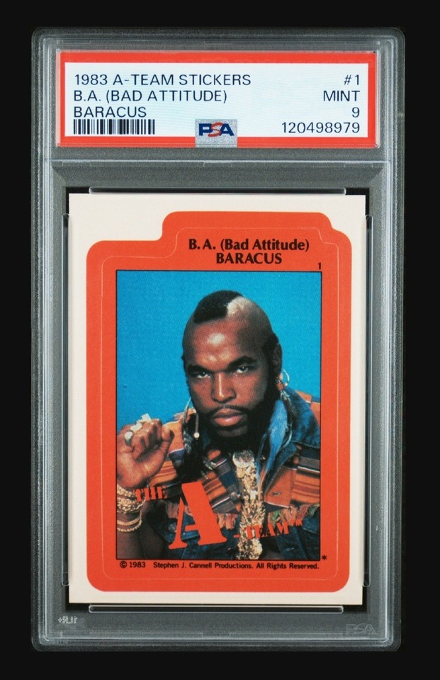 1983 Topps The A-Team Stickers Mr T BA (Bad Attitude) Baracus #1 PSA 9 ...