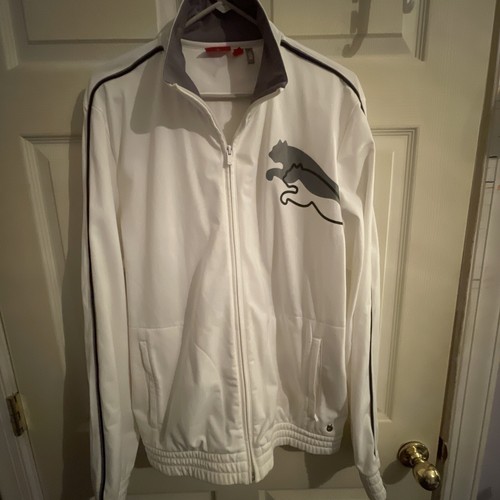 Puma Men's Track Jacket white Large (L) Full Zipper w/Zip Pockets ...