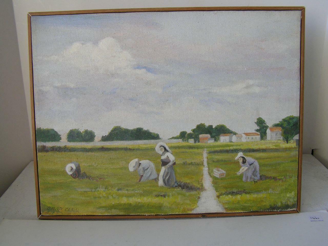 DAVID CARR (1915-1968) British ARTIST Original Oil Pastural Workers in ...
