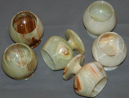 NATURAL ONYX GOBLETS WINE/ALCOHOL GLASS - 6 PIECES, 4" X 4" X 4", Cap ...