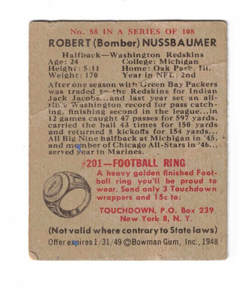 1948 Bowman Robert Nussbaumer #58 | eBay