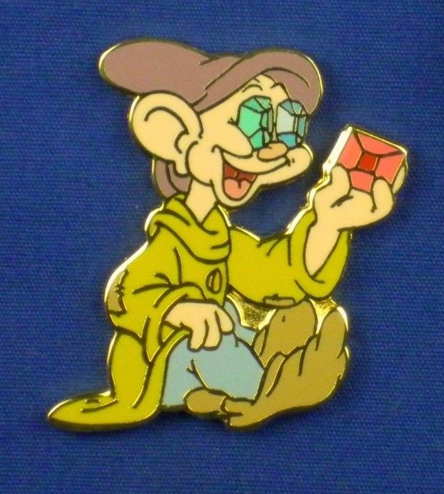 Dopey with Jewel Eyes Sitting Holding Gem Pin Snow White Pin # 8342 | eBay