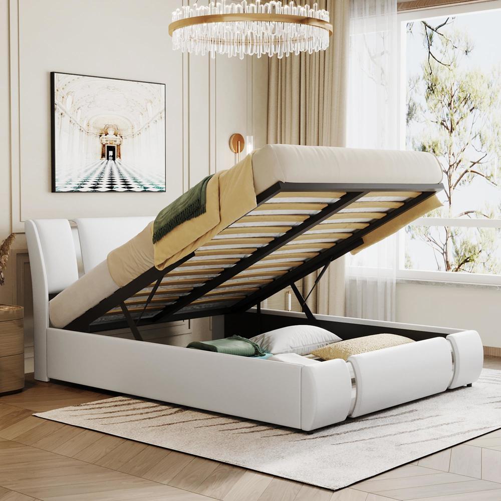 Raised Platform Bed With Storage Bed Frame With Storage Silk & Snow