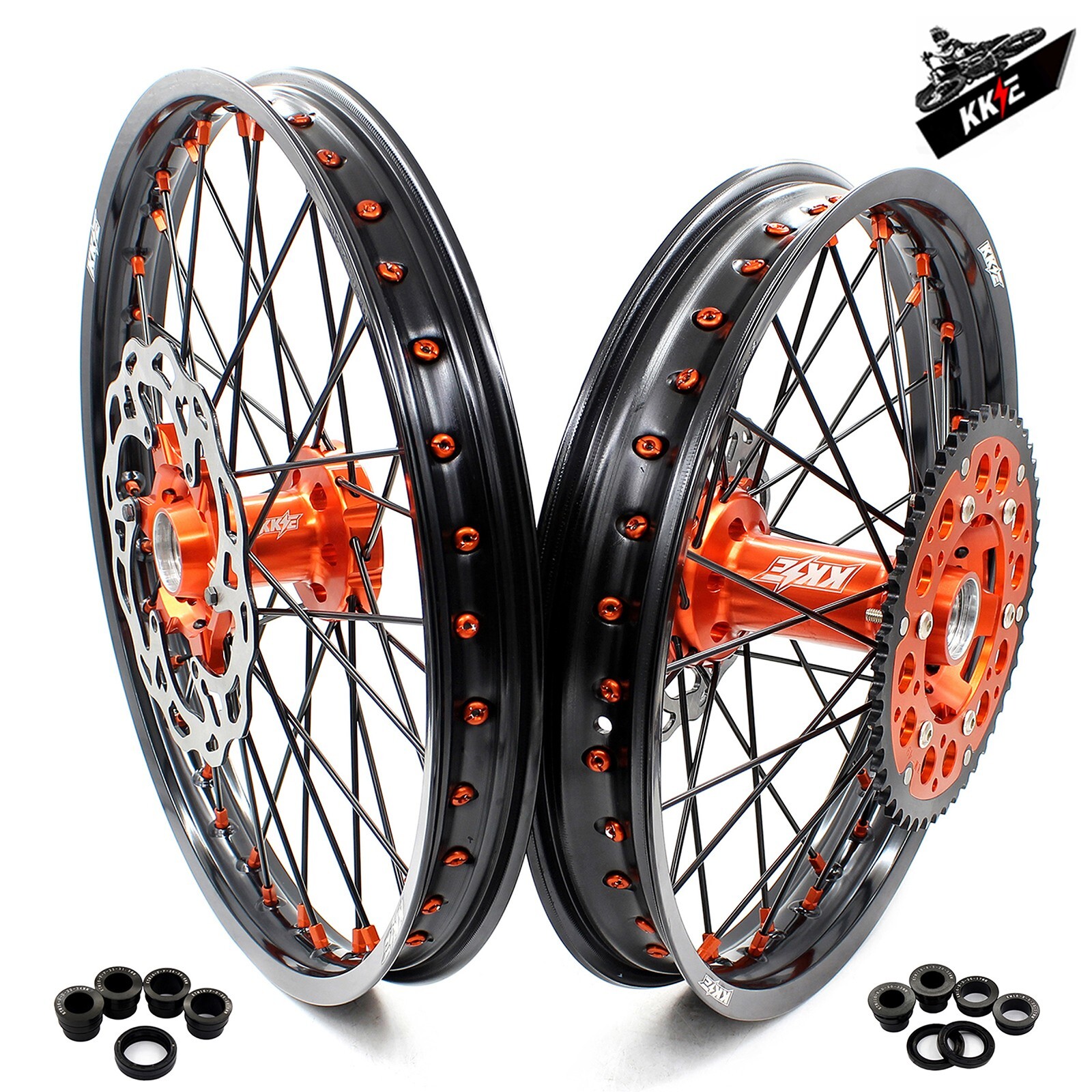 KKE 21 & 19 MX CNC Wheels Fit KTM EXC EXCF SX SXF 125-530CC Orange Hub ...