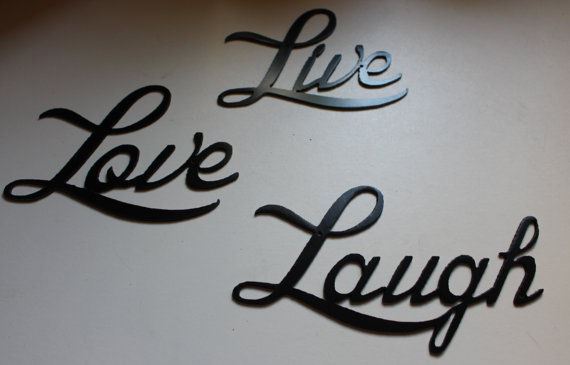Live Love Laugh Satin Black Words 8" tall Metal Wall Art Accents | eBay