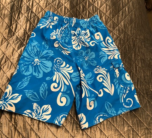 First Wave Swim Shorts Sz 14-16 Blue Floral Boys | eBay