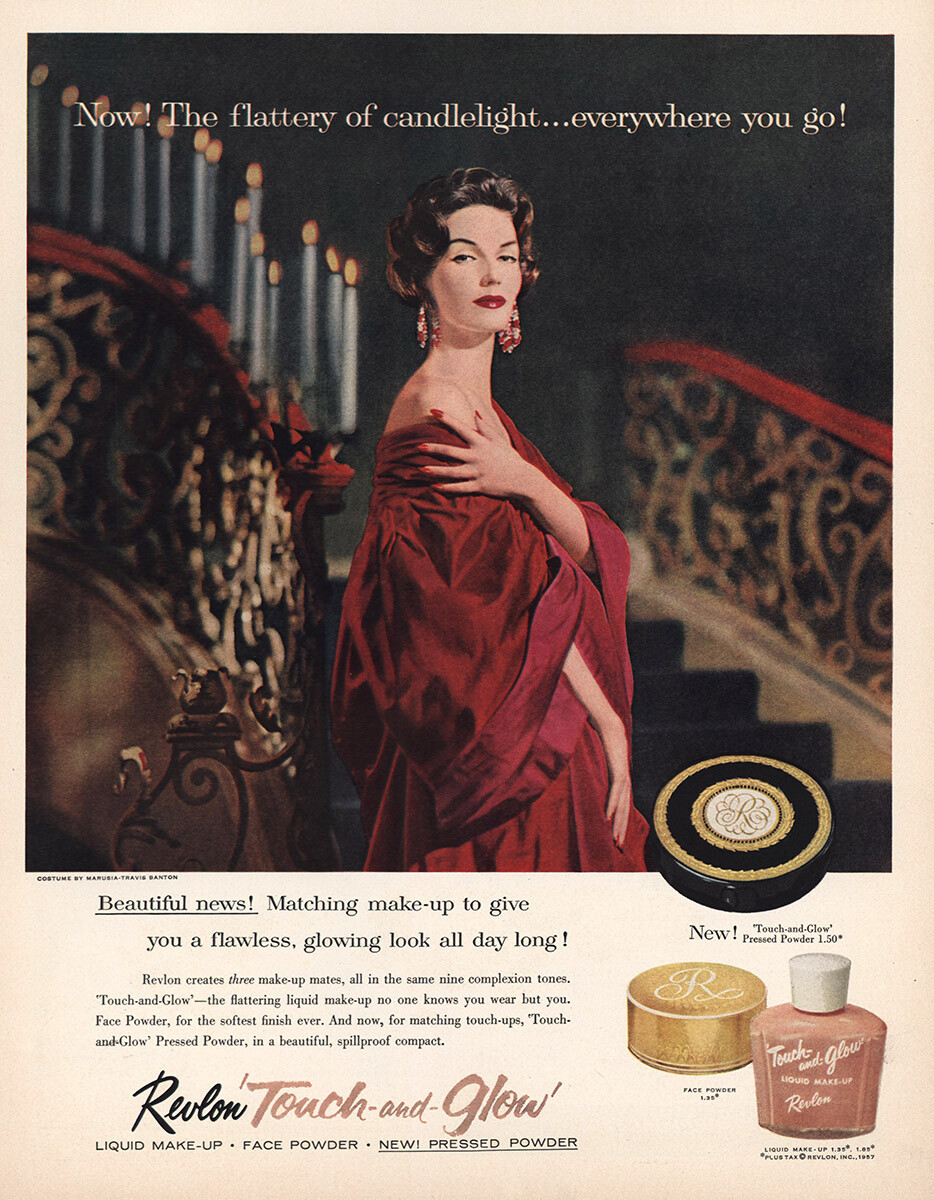 1957 Revlon: The Flattery of Candlelight Touch and Glow Vintage Print ...