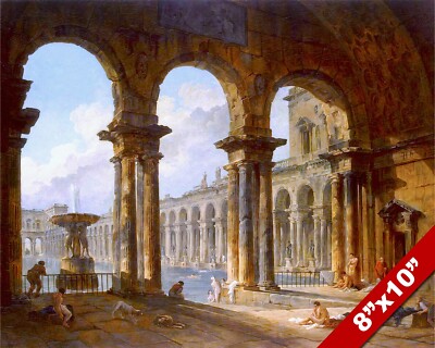 ANCIENT ROMAN BATH BATHS PAINTING ROME ITALY RUINS ART REAL CANVAS ...