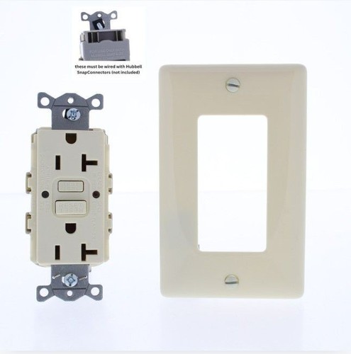 Hubbell Almond 20A SnapConnect SelfTesting Gfci Receptacle Outlet ...