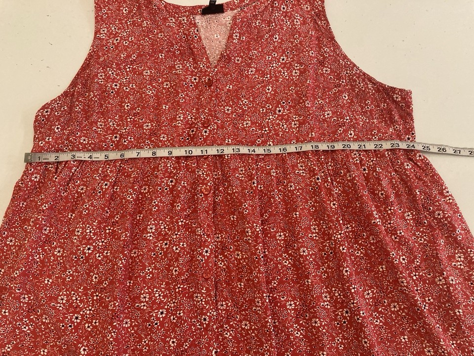 Jones & Co NY Red Disty Floral Babydoll Tunic Tank Top Plus Size 2X ...