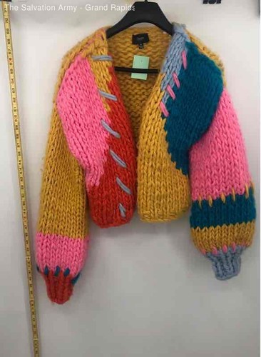Chèrie Womens Multicolor Colorblock Chunky-Knit Cardigan Sweater Size ...