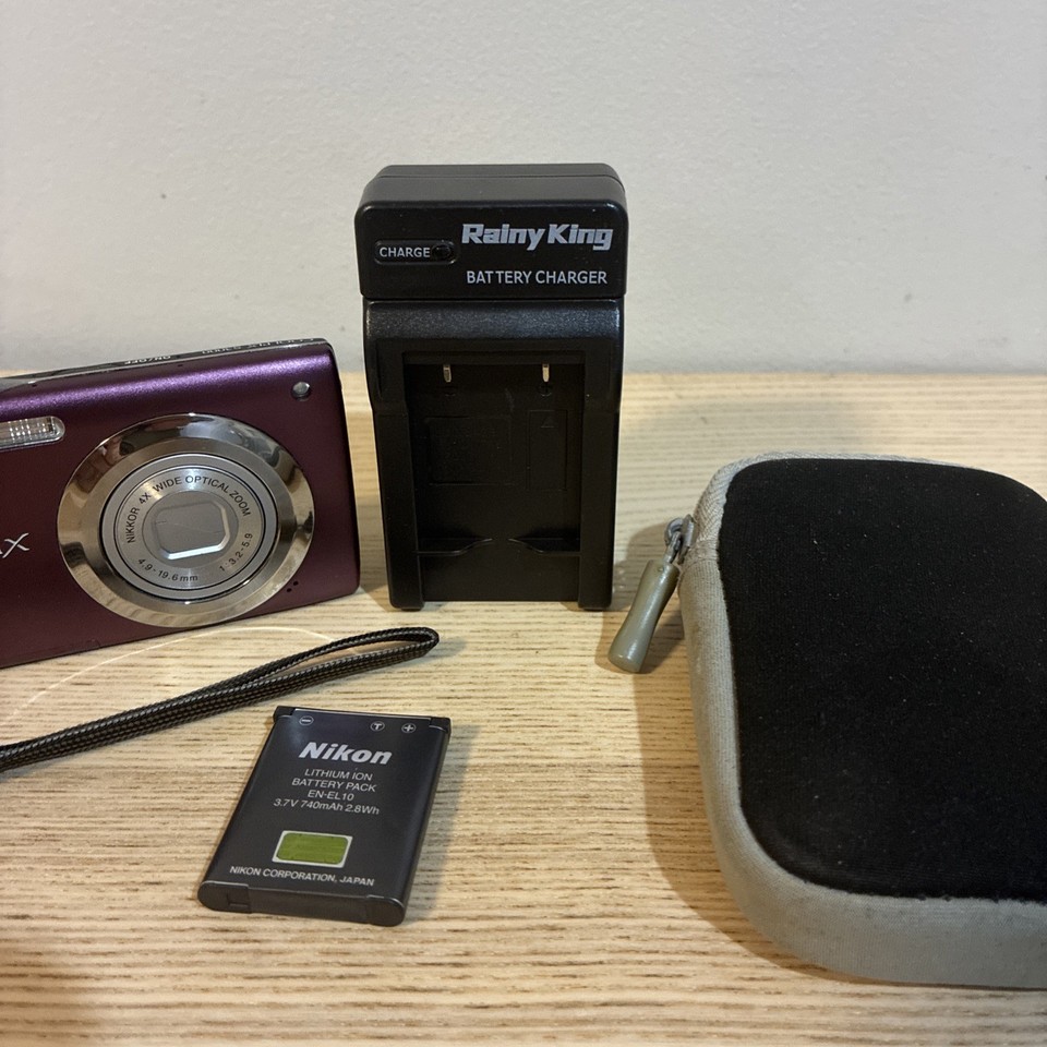 Nikon CoolPix S3000 12MP Digital Camera Plum Purple W/ Battery ...
