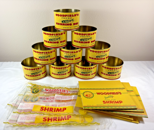 Woodfield's Fish & Oyster Co Galesville MD Herring Roe Cans, Shrimp ...