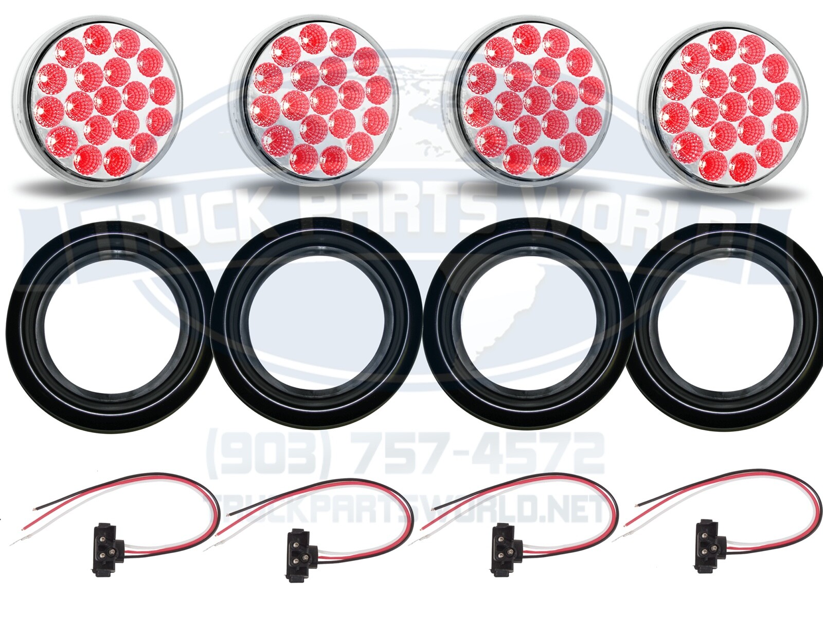 4x Trux TLED-4X40 4 Inch Round 19 Diode Red/White Dual Revolution LED ...