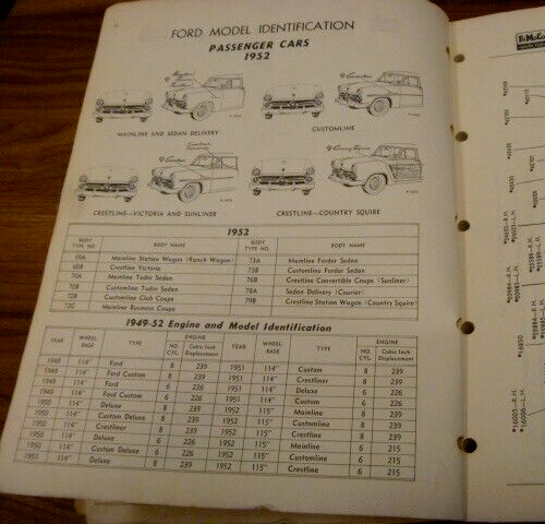1952 Ford Mainline Ranch Wagon CHASSIS Parts Catalog Manual | eBay