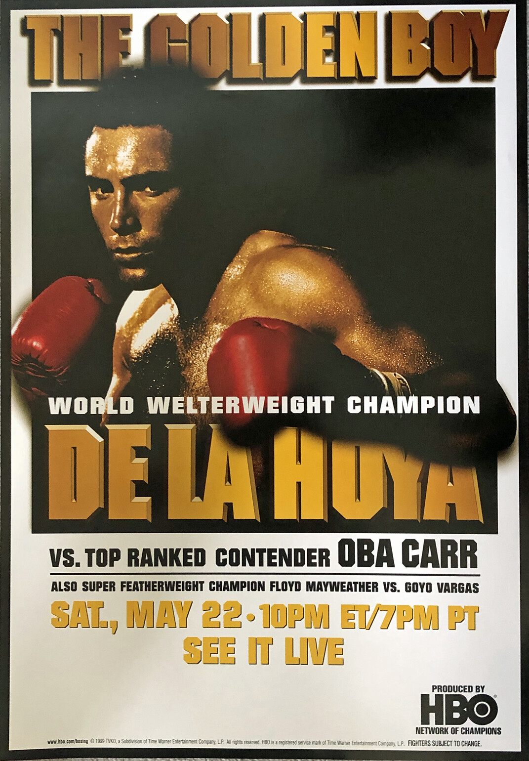Original Vintage Oscar de la Hoya vs. Oba Carr & Mayweather Boxing ...