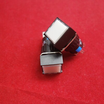 2PCS 16MM Square White LED ILLUMINATED Latching PUSH BUTTON 2NO/2NC ...