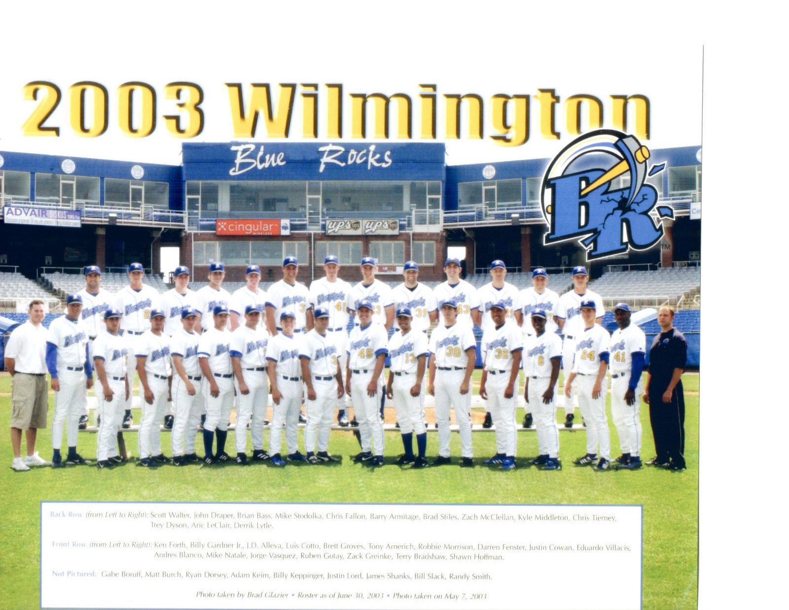 2003 WILMINGTON BLUE ROCKS TEAM 8X10 PHOTO BASEBALL ZACK GREINKE COTTO ...