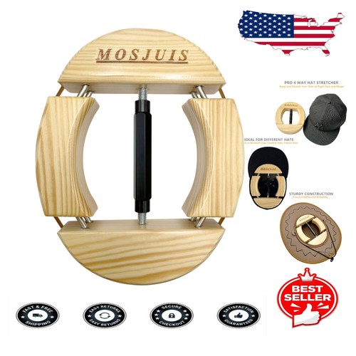 Premium 4-Way Hat Shaper – Wooden Stretcher for Cowboy, Fedora ...
